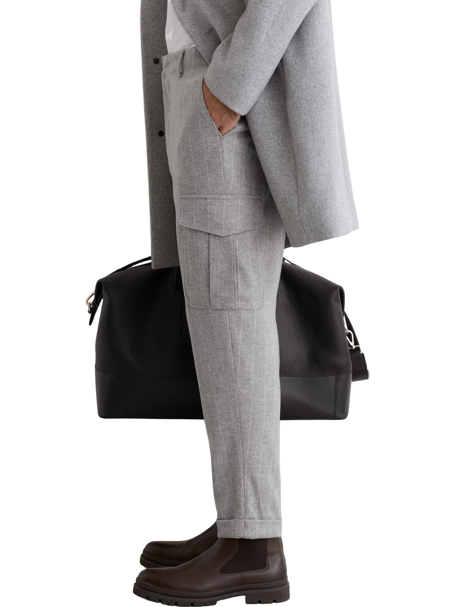 REISS Wool-Blend Flannel Pinstripe Cargo Trousers